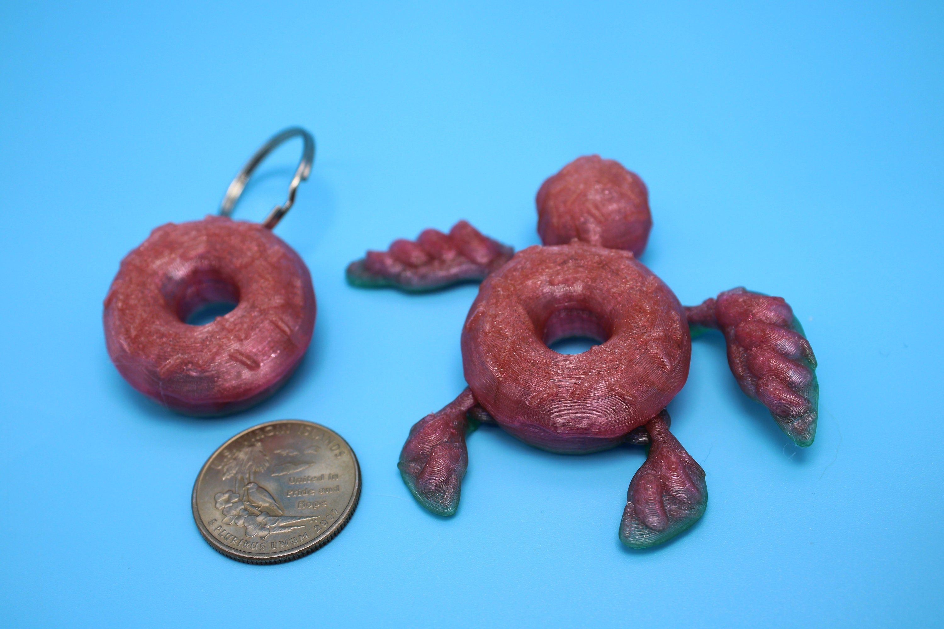 Turtle - Doughnut Turtle | Miniature (Donurtle) | 3D Printed TPU | Fle