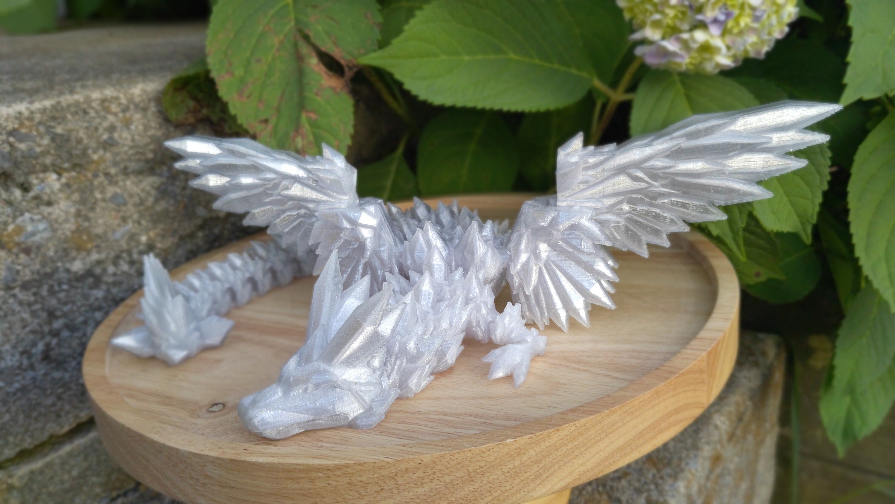 Silver shimmer Crystal Winged Dragon. Crystal Winged Dragon 3D printed