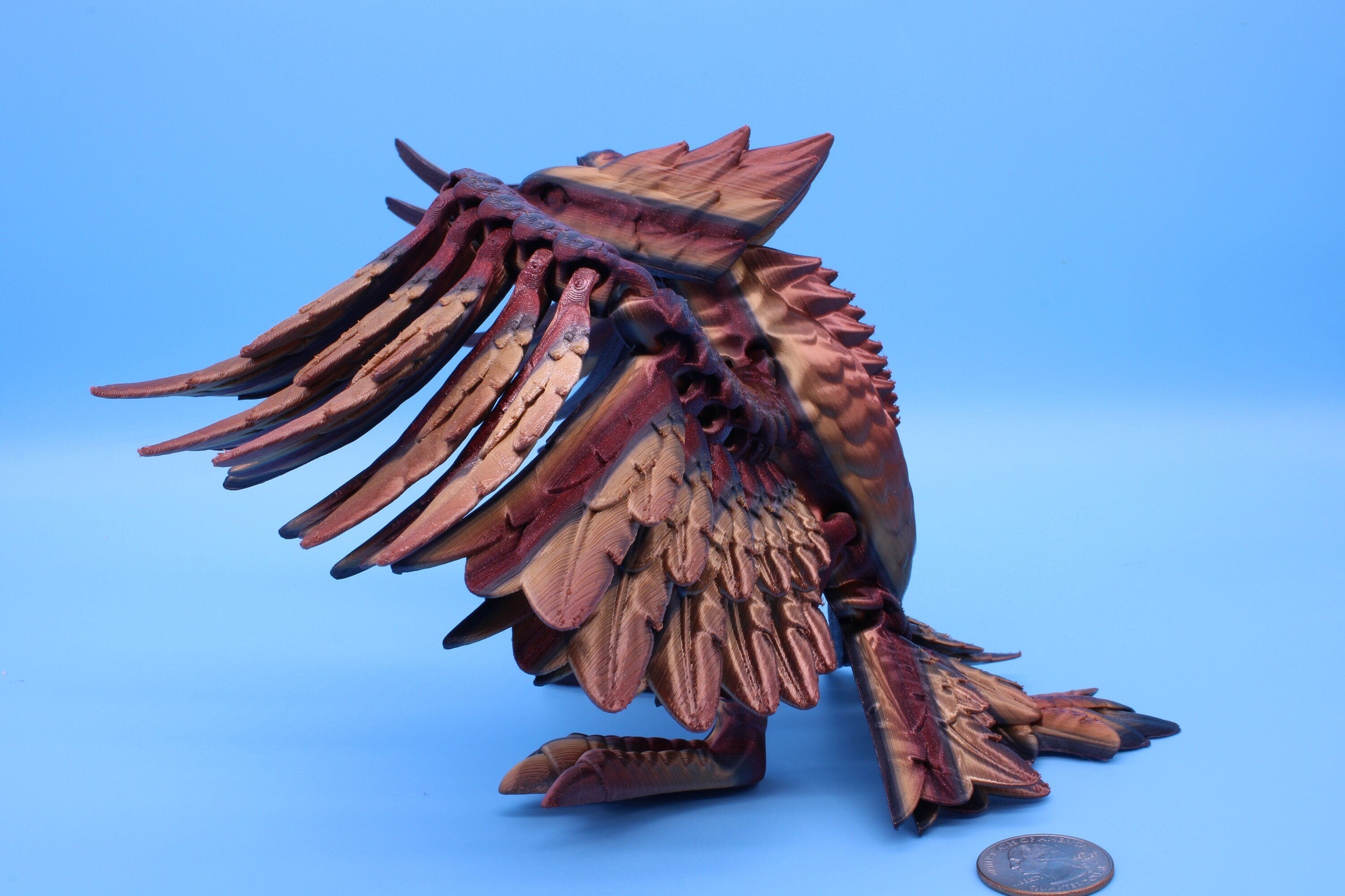 XL Phoenix Earth Tone Rainbow | Flexi Toy | Unique 3D print | Articula