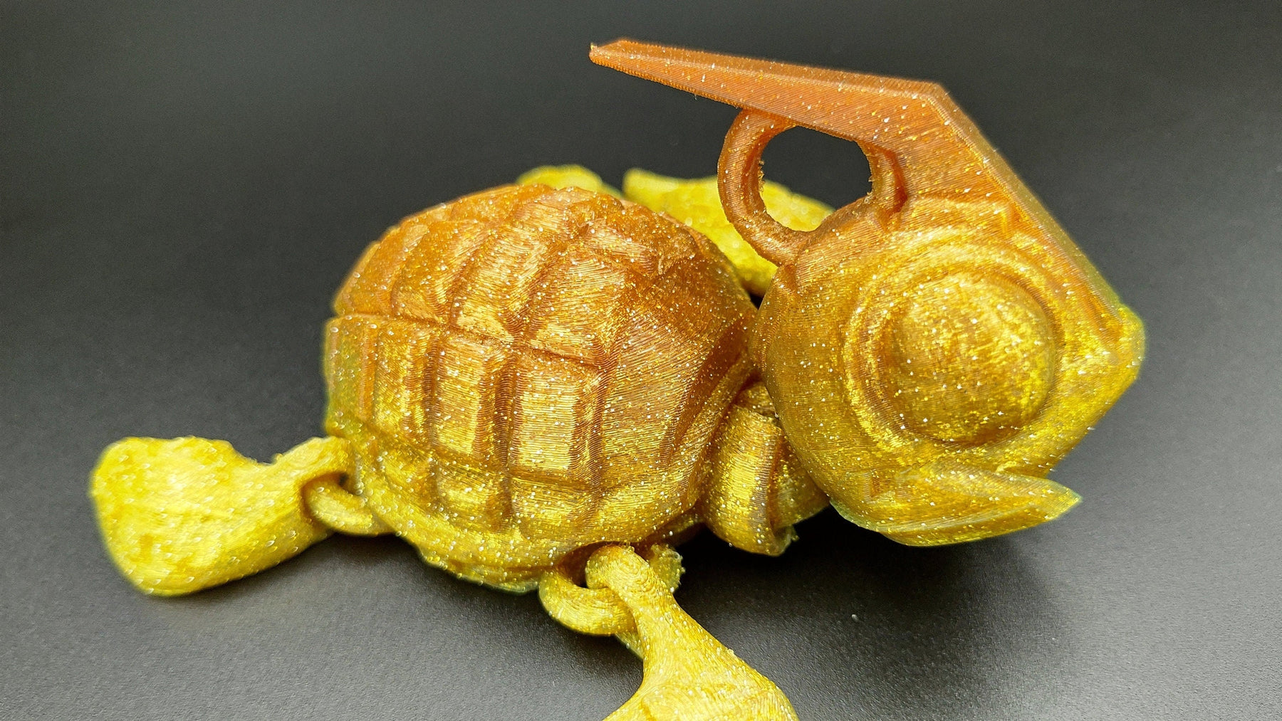 Turtle- Grenurtle | Yellow Gold mini orange color on top | Grenade Tur