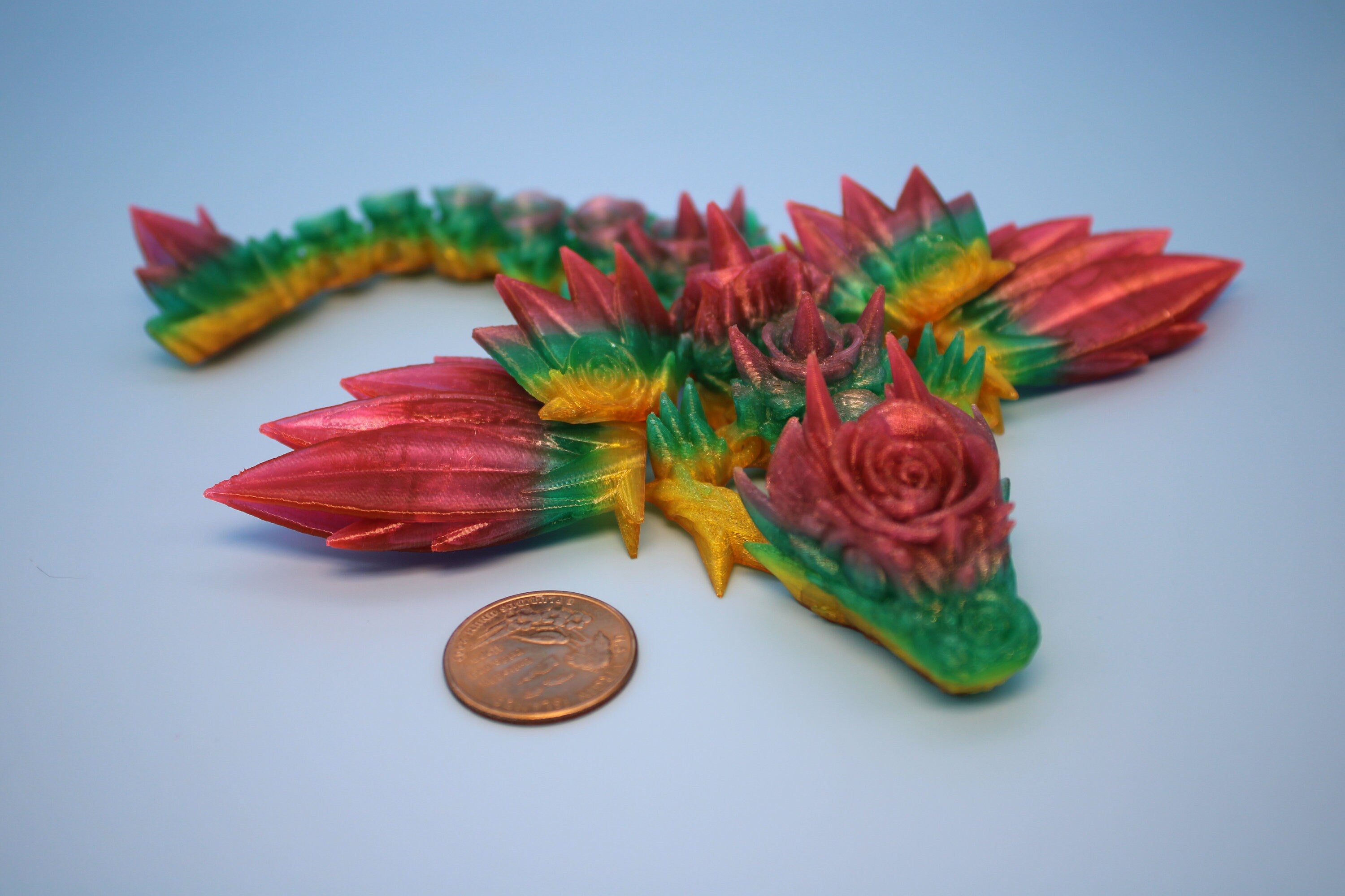 Baby Rose Wing Dragon | Rainbow | 3D Printed TPU | Fidget | Flexi Toy