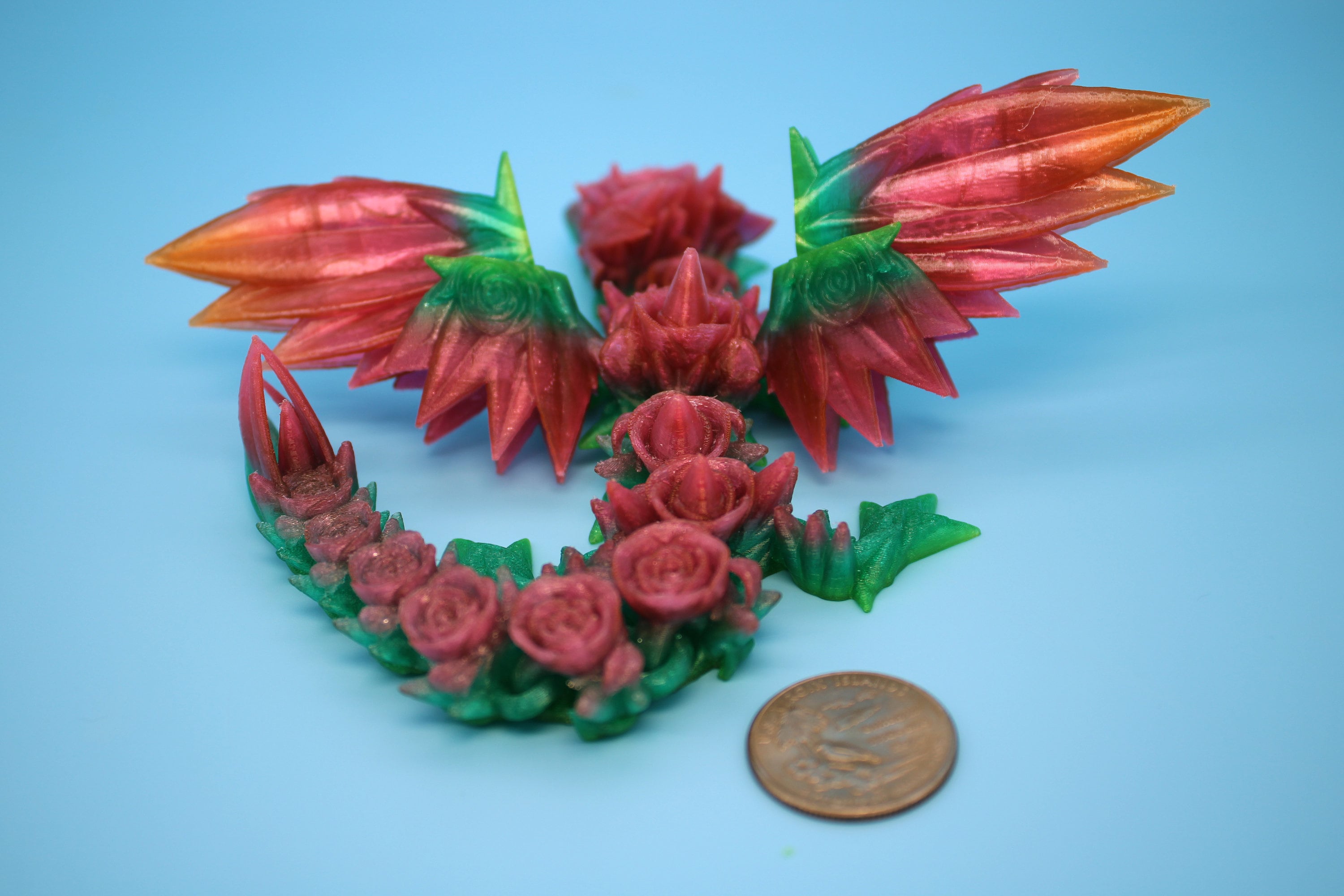 Baby Rose Wing Dragon | Rainbow | 3D Printed TPU | Fidget | Flexi Toy