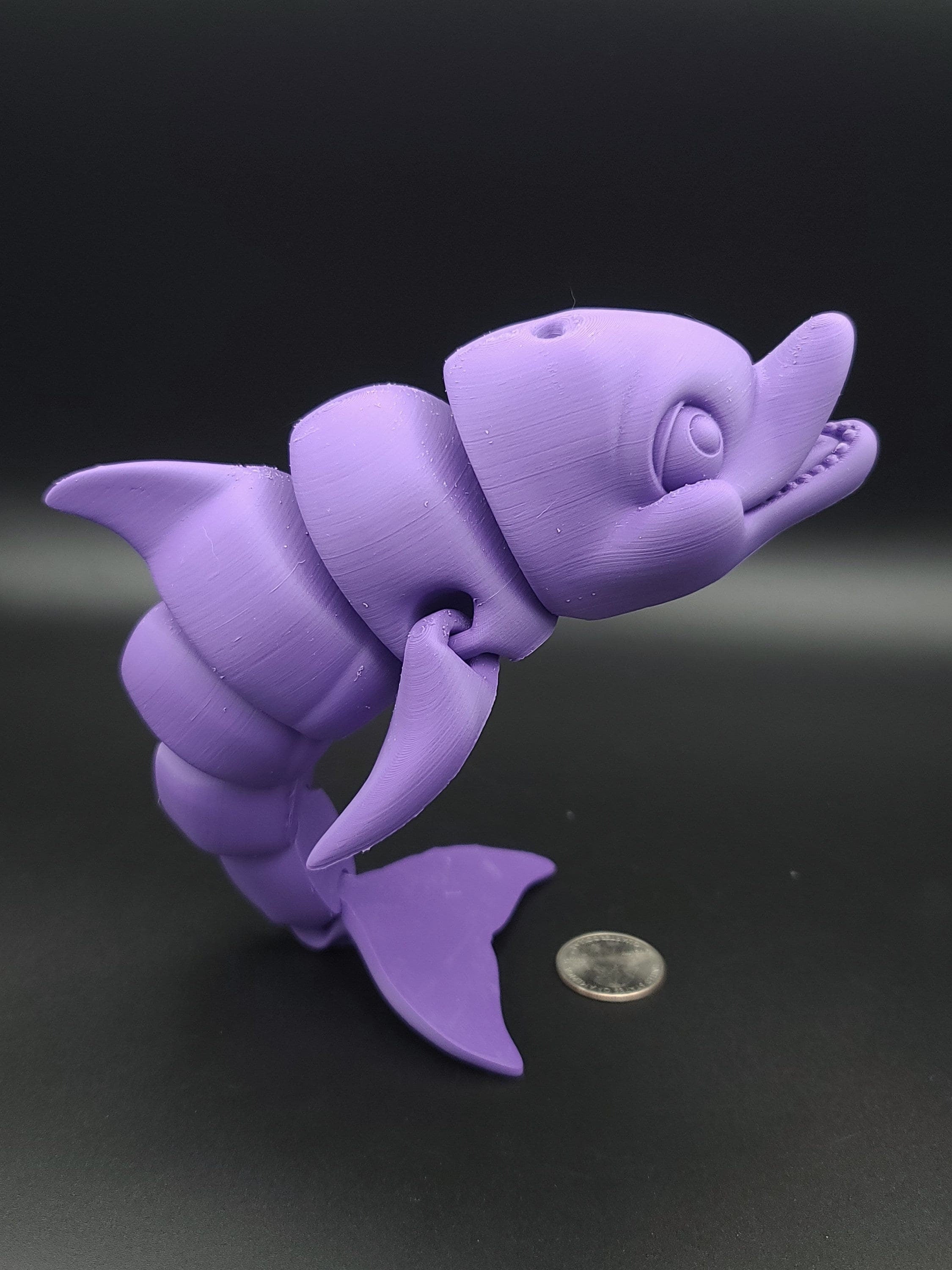 XL Purple Flexi Dolphin. 9.5 inch Articulating Super Cute Dolphin. Gre