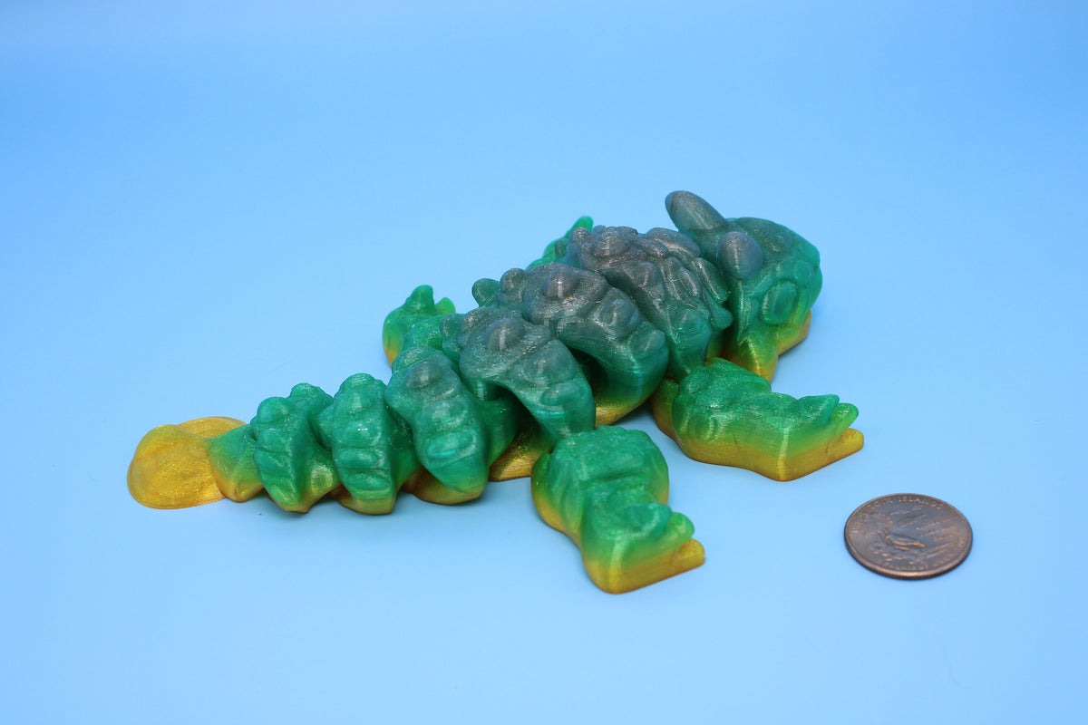 Dinosaur | Ankylosaurus- Green & Yellow | 3D Printed Cute Dino | 7.25