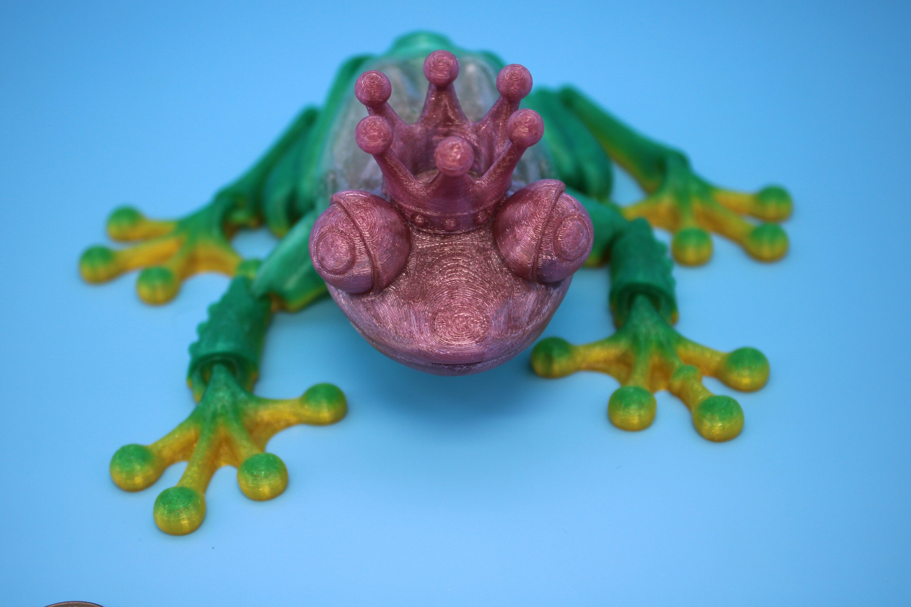 Prince Frog- Rainbow | Cute Flexi Toy | Articulating Frog | 3D printed