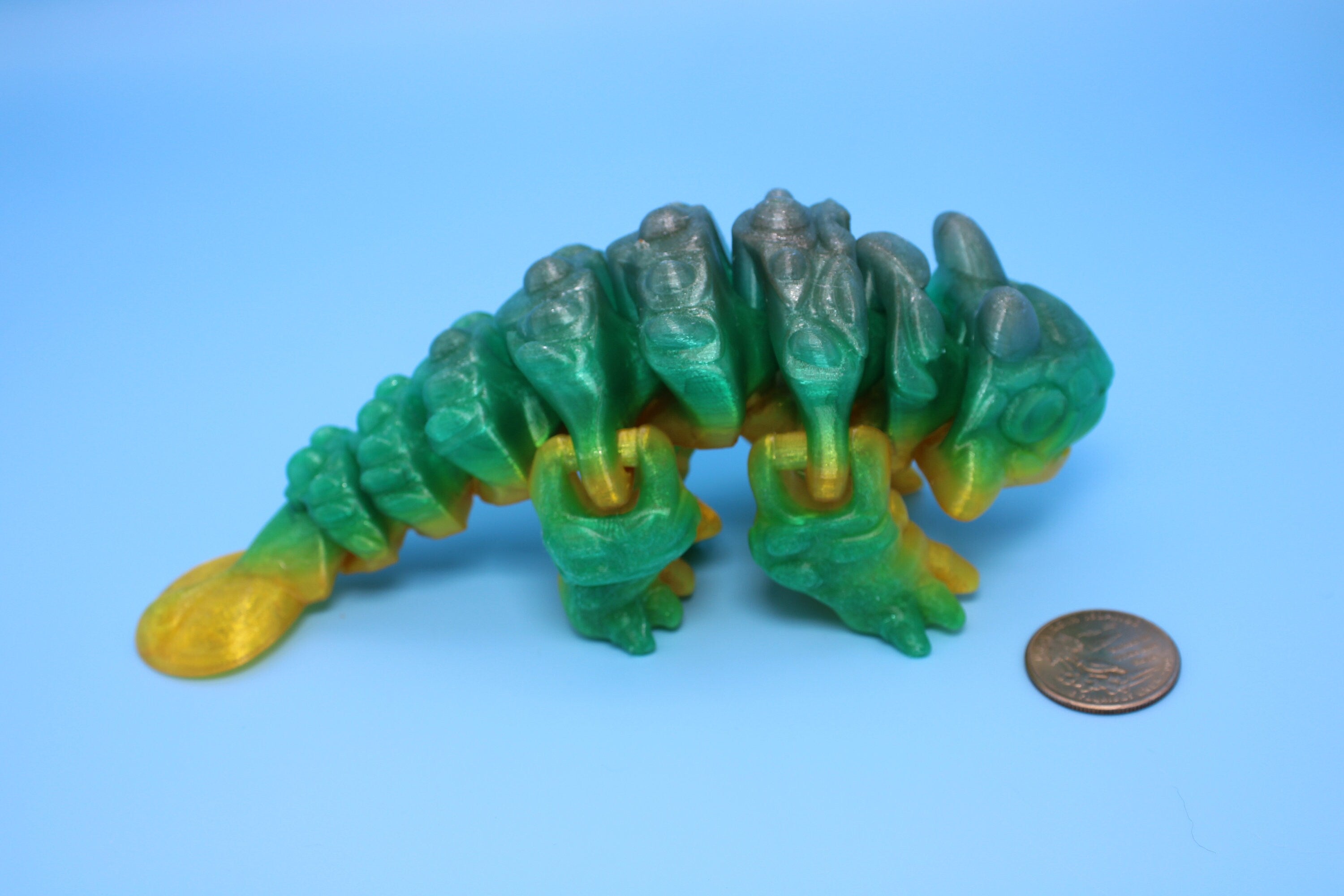 Dinosaur | Ankylosaurus- Green & Yellow | 3D Printed Cute Dino | 7.25