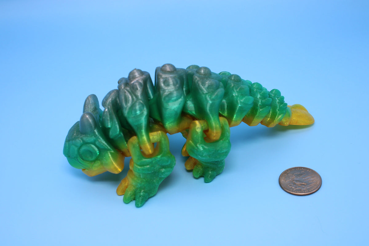 Dinosaur | Ankylosaurus- Green & Yellow | 3D Printed Cute Dino | 7.25