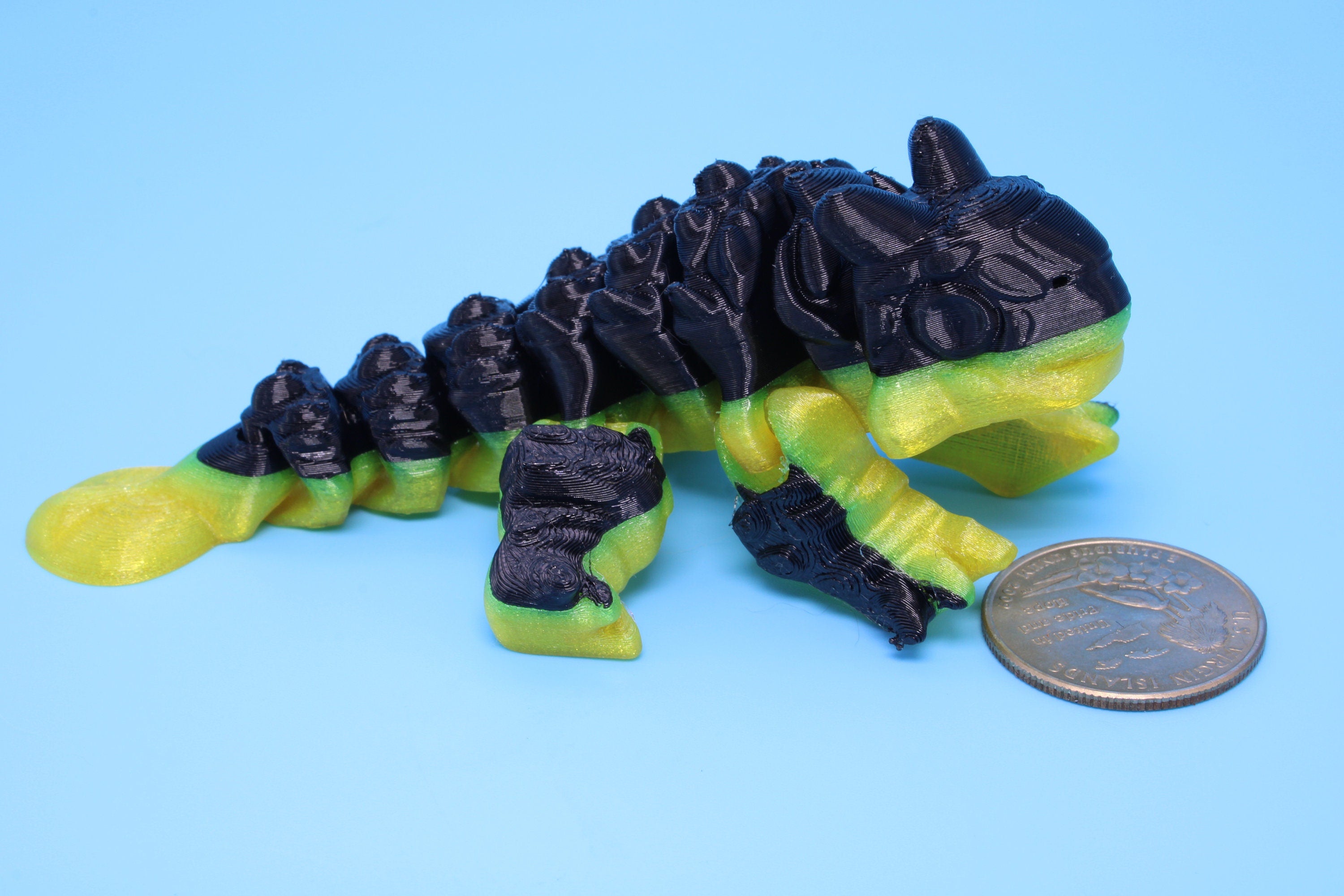 Dinosaur | Ankylosaurus- Black & Yellow | Miniature | 3D Printed TPU