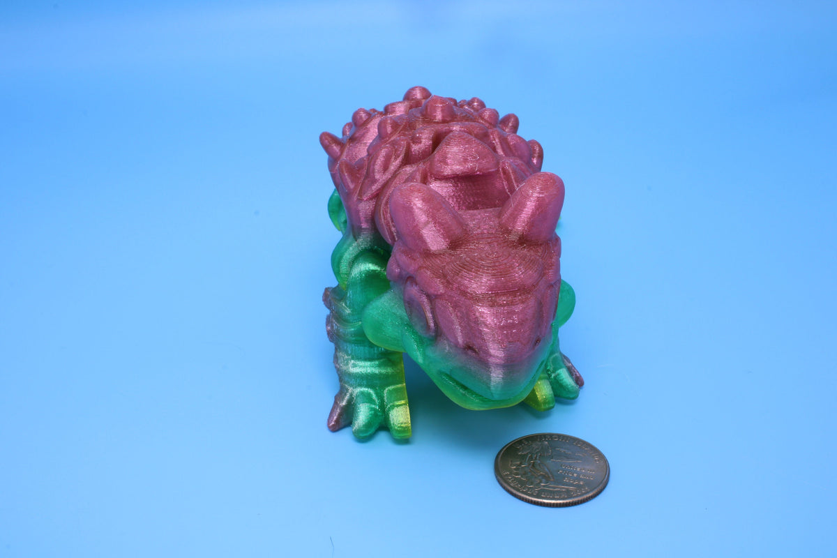 Dinosaur | Ankylosaurus- Pink & Green | 3D Printed Cute Dino | 7.25 in
