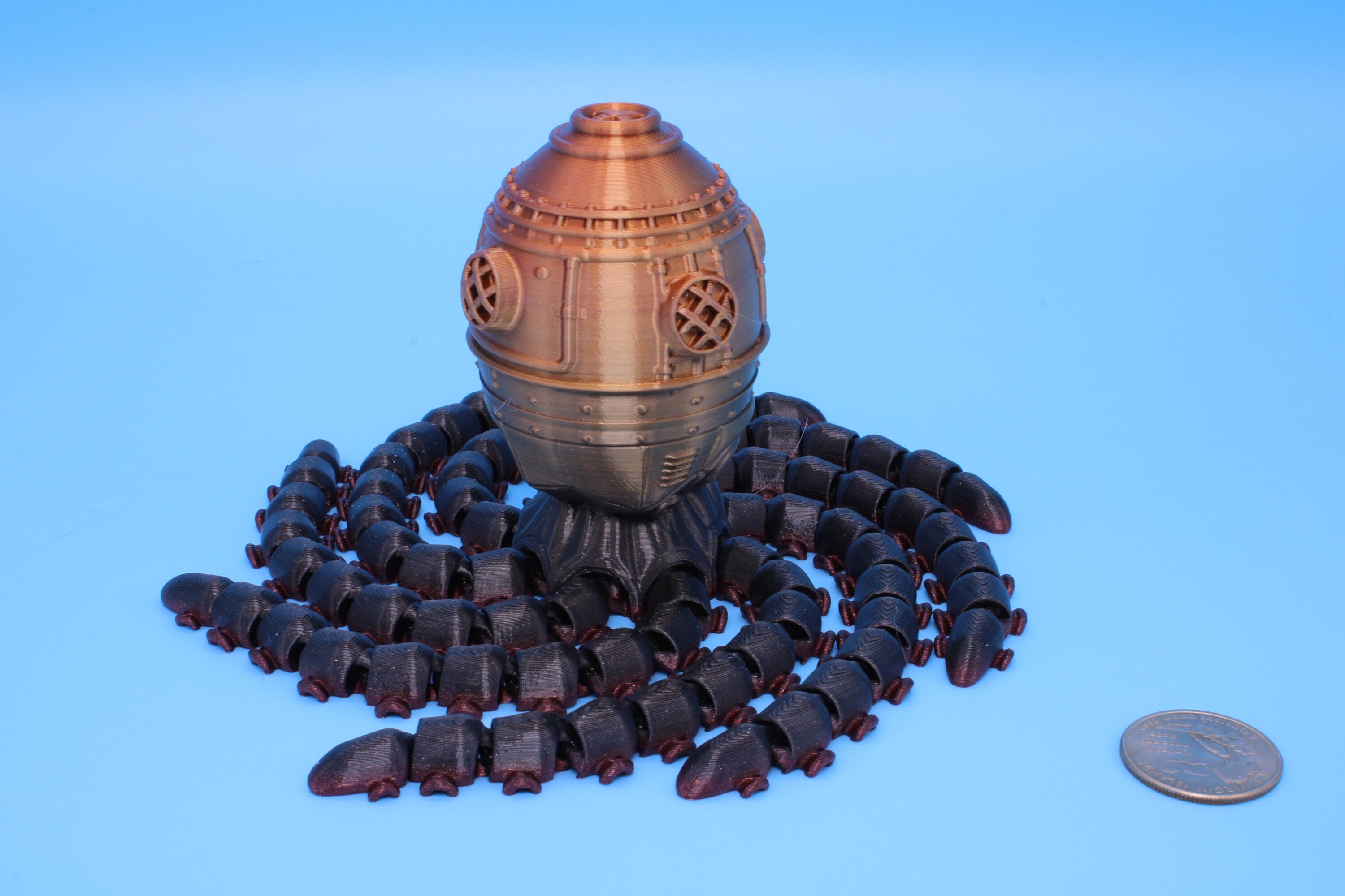 Articulating Octopus | 3D Printed Octogauge | Red And Black Unique Oct