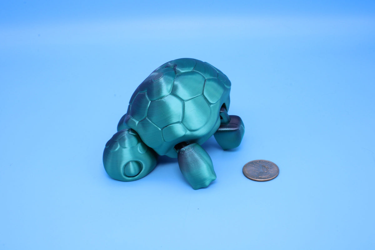 Articulating Turtle | 3D Printed Black & Green Cute Turtle with heart