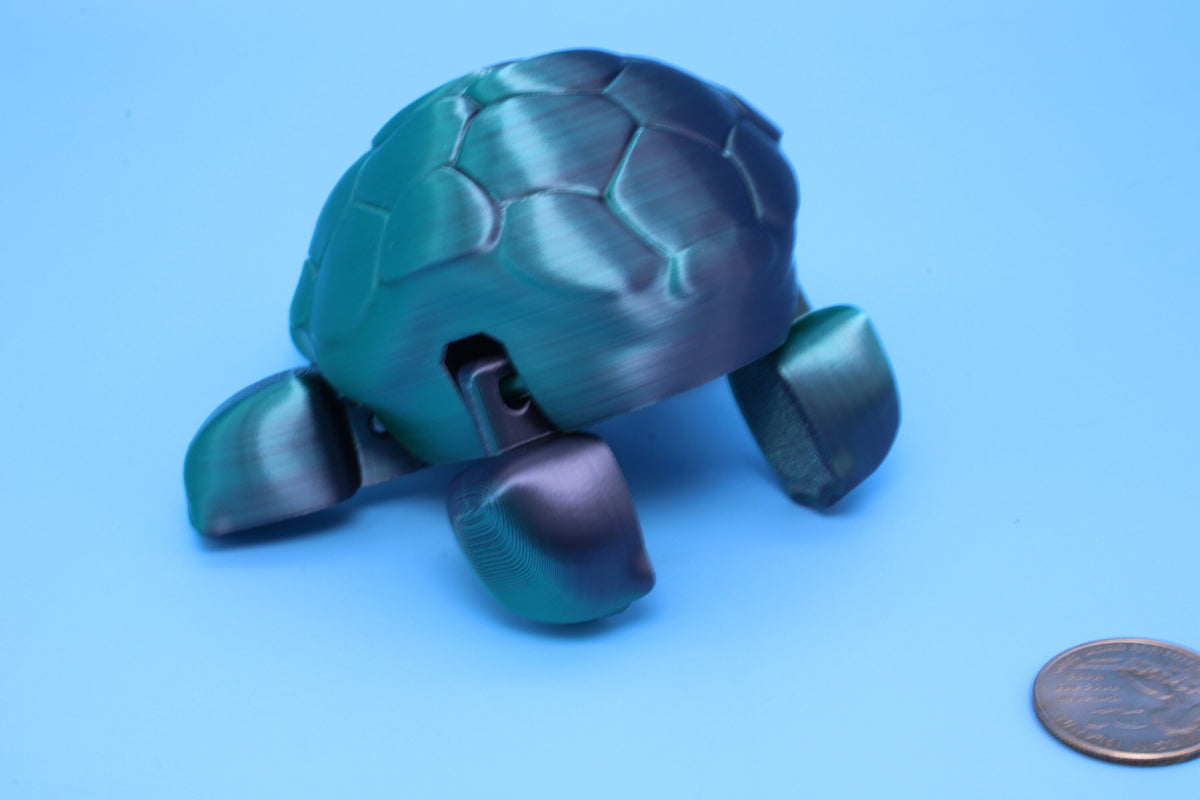 Articulating Turtle | 3D Printed Black & Green Cute Turtle with heart