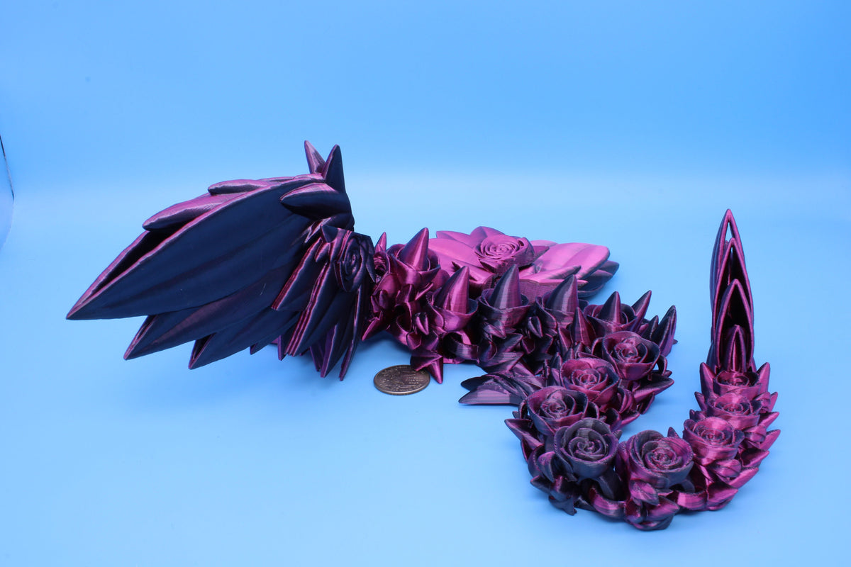 Rose Wing Dragon | Articulating Dragon | 3D Printed Fidget | 19 in.
