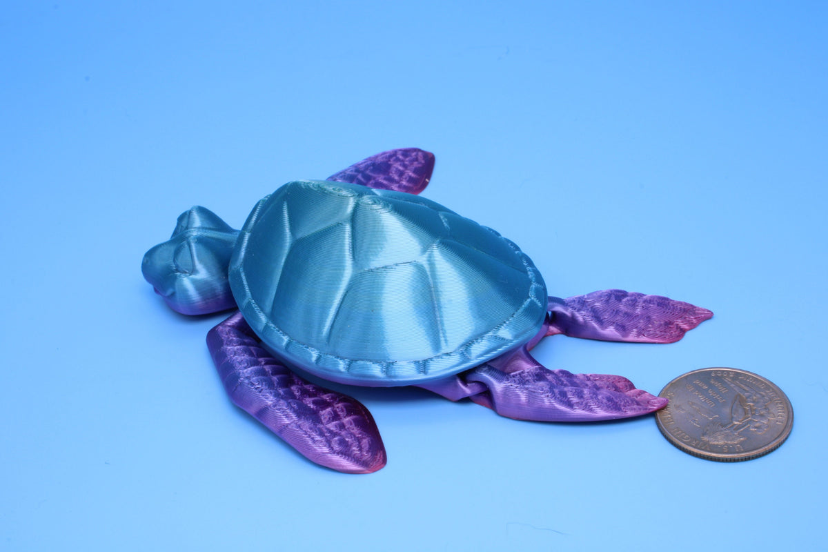 Turtle- Blue & Purple | Cute Flexi Toy | Articulating Turtle | 3D prin