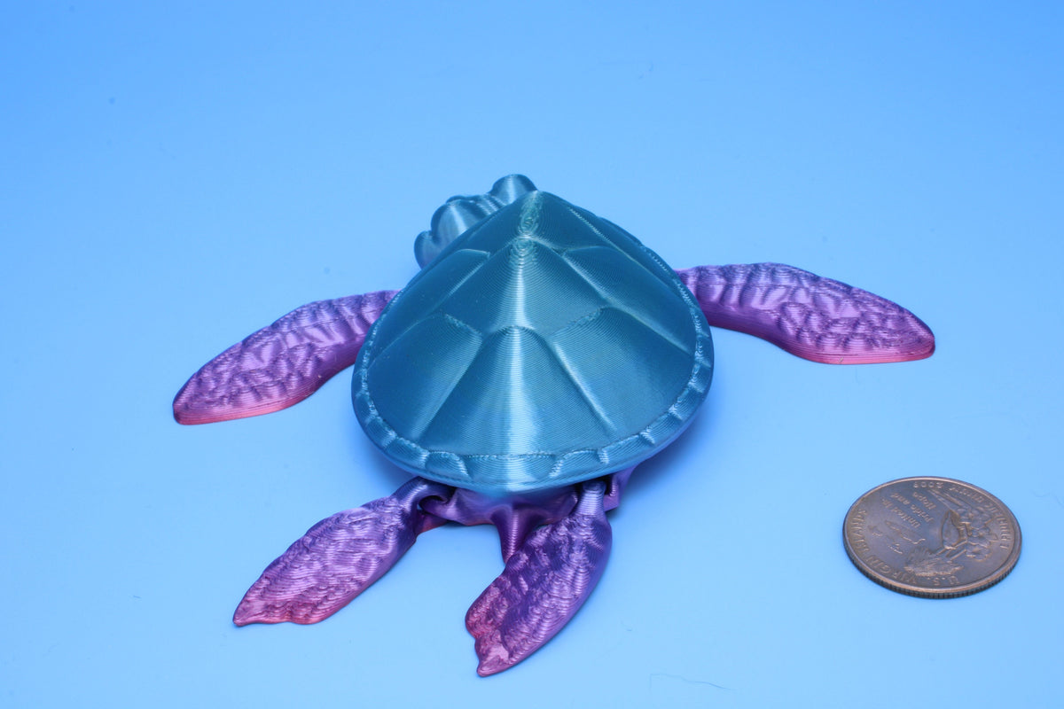 Turtle- Blue & Purple | Cute Flexi Toy | Articulating Turtle | 3D prin