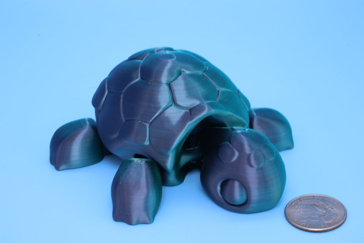Articulating Turtle | 3D Printed Black & Green Cute Turtle with heart