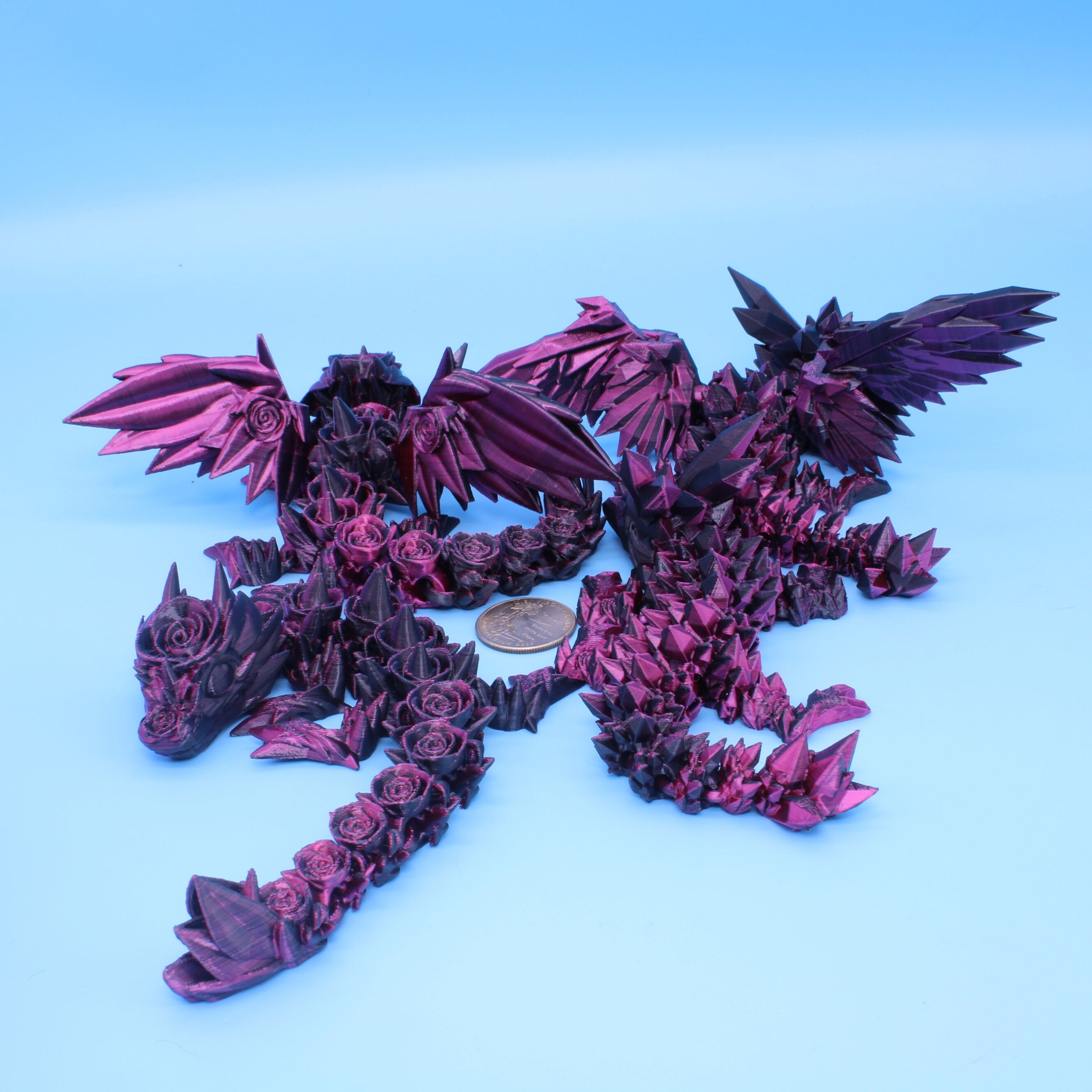 Miniature Dragon, Black & Rose Red